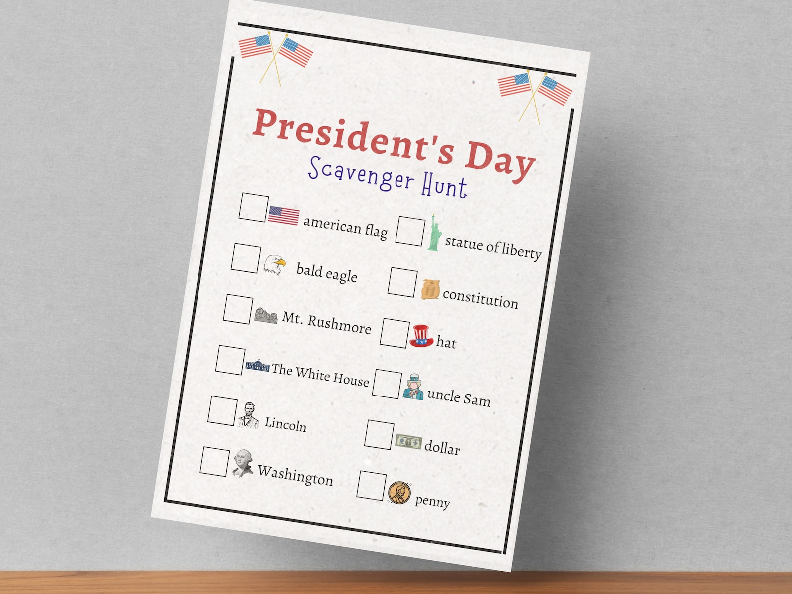 President's Day Scavenger Hunt | Printable President's Day Activity for ...