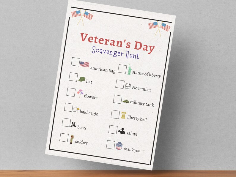 Veteran's Day Scavenger Hunt | Printable Veteran's Day Activity for ...