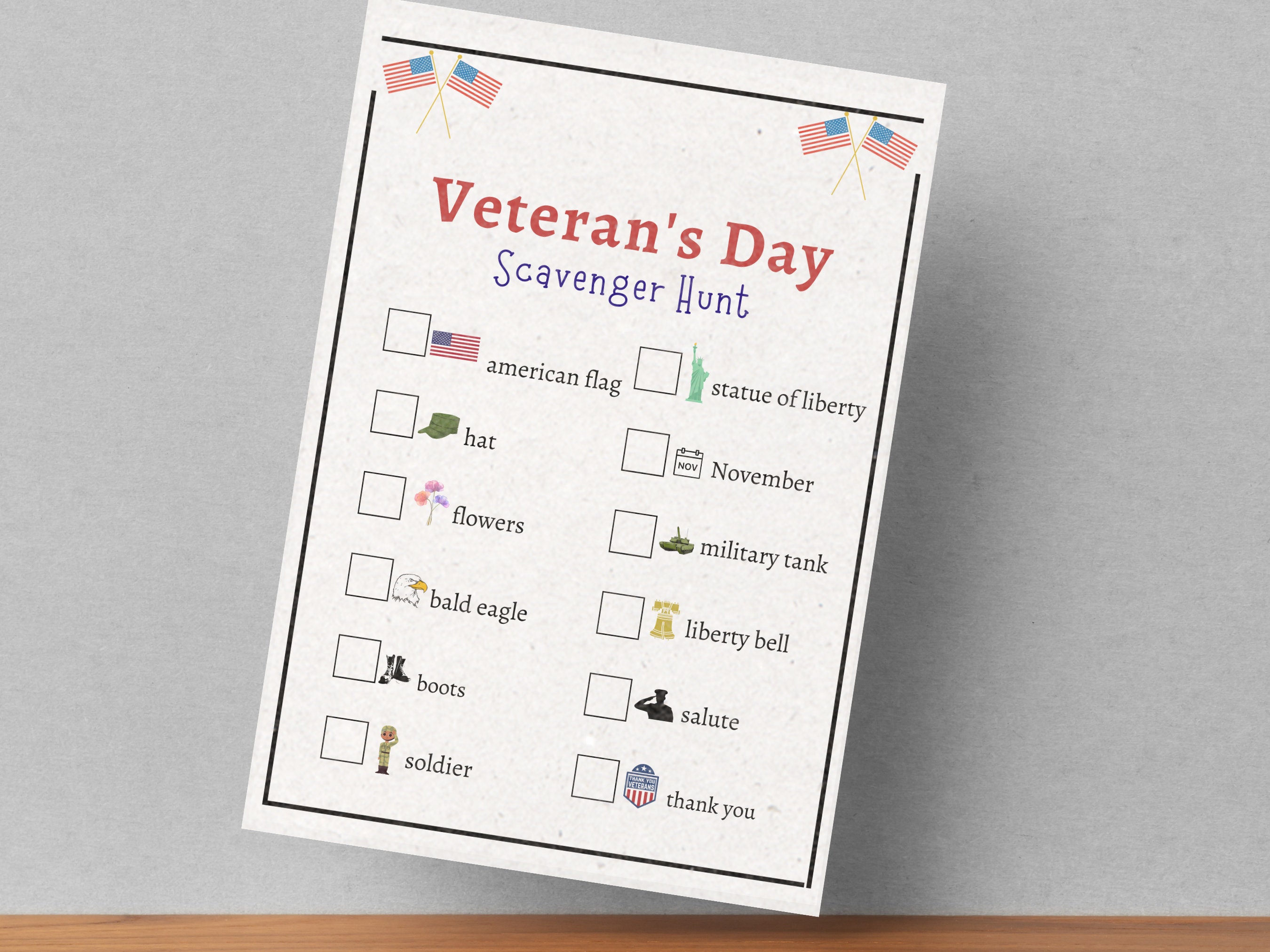 Veteran's Day Scavenger Hunt | Printable Veteran's Day Activity for ...