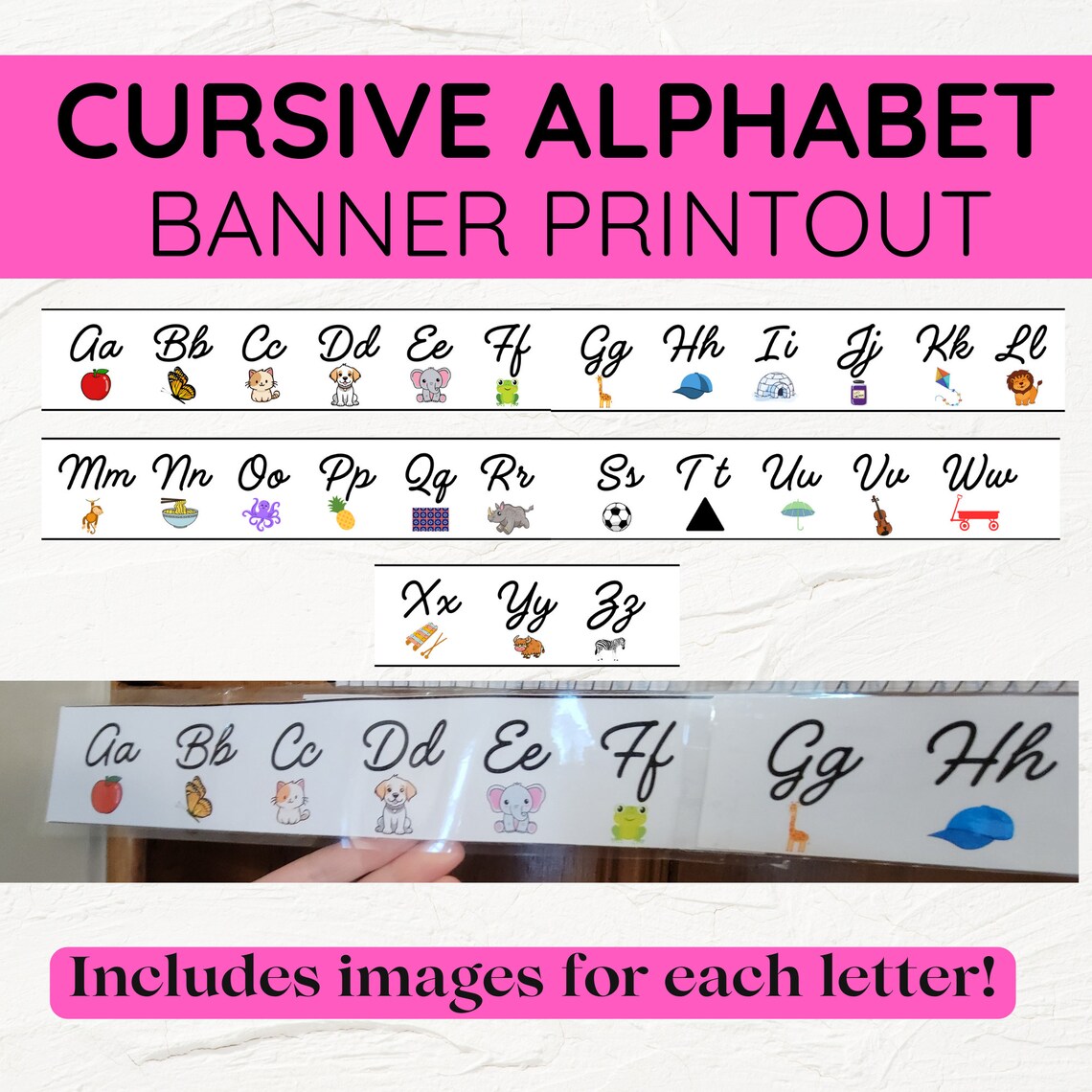 Cursive Alphabet Printout | Cursive Letter Wall Poster A-Z | Homeschool ...