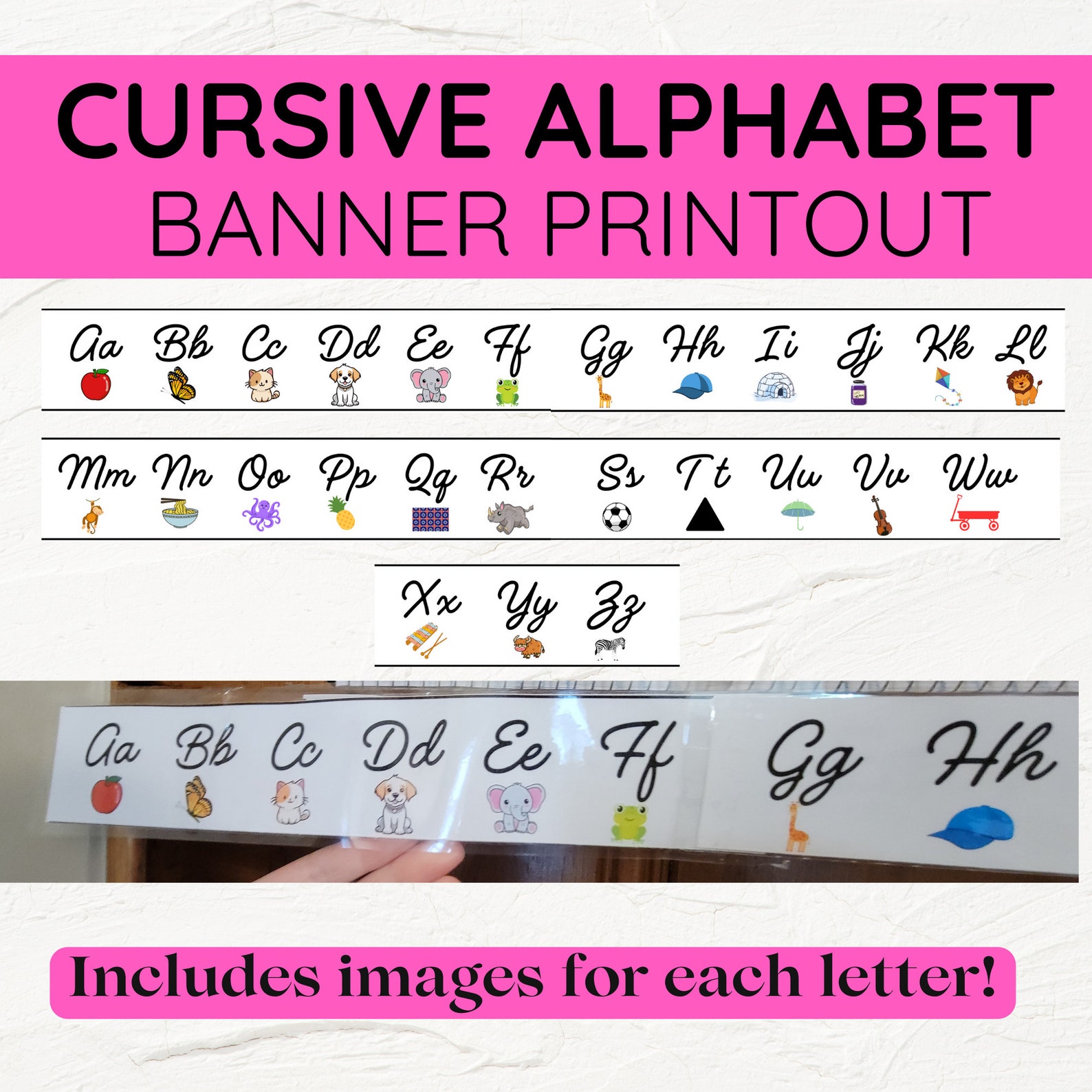Cursive Alphabet Printout | Cursive Letter Wall Poster A-Z | Homeschool ...