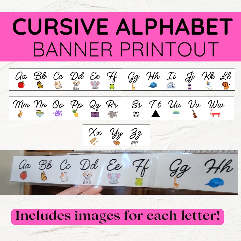Cursive Alphabet Printout | Cursive Letter Wall Poster A-Z | Homeschool Classroom Cursive ...
