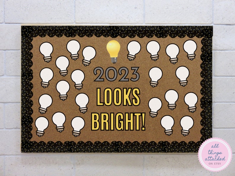 This Year Looks Bright | New Year Bulletin Board | Printable January ...