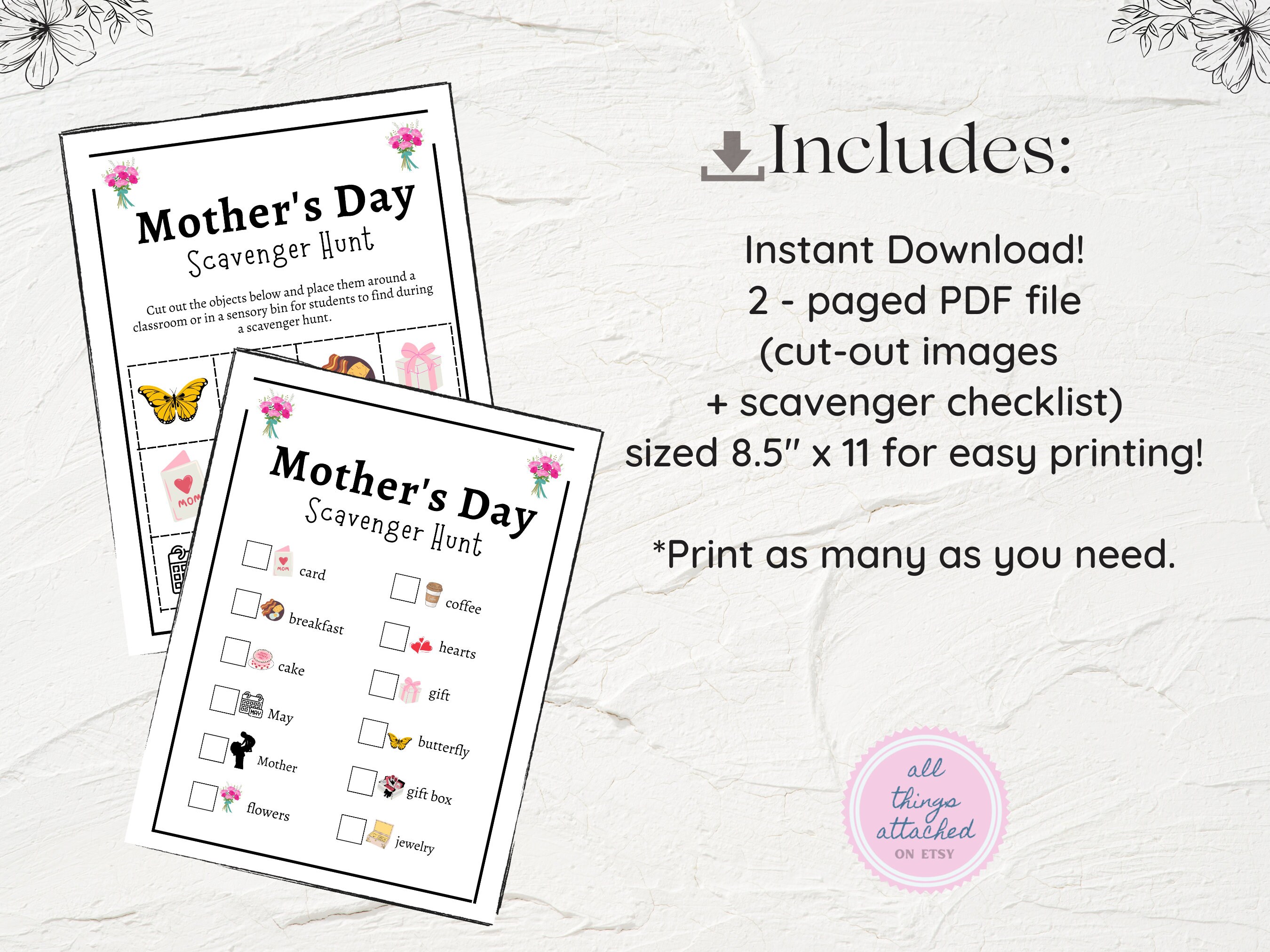 Mother's Scavenger Hunt | Printable Mother's Day Activity for Kids ...