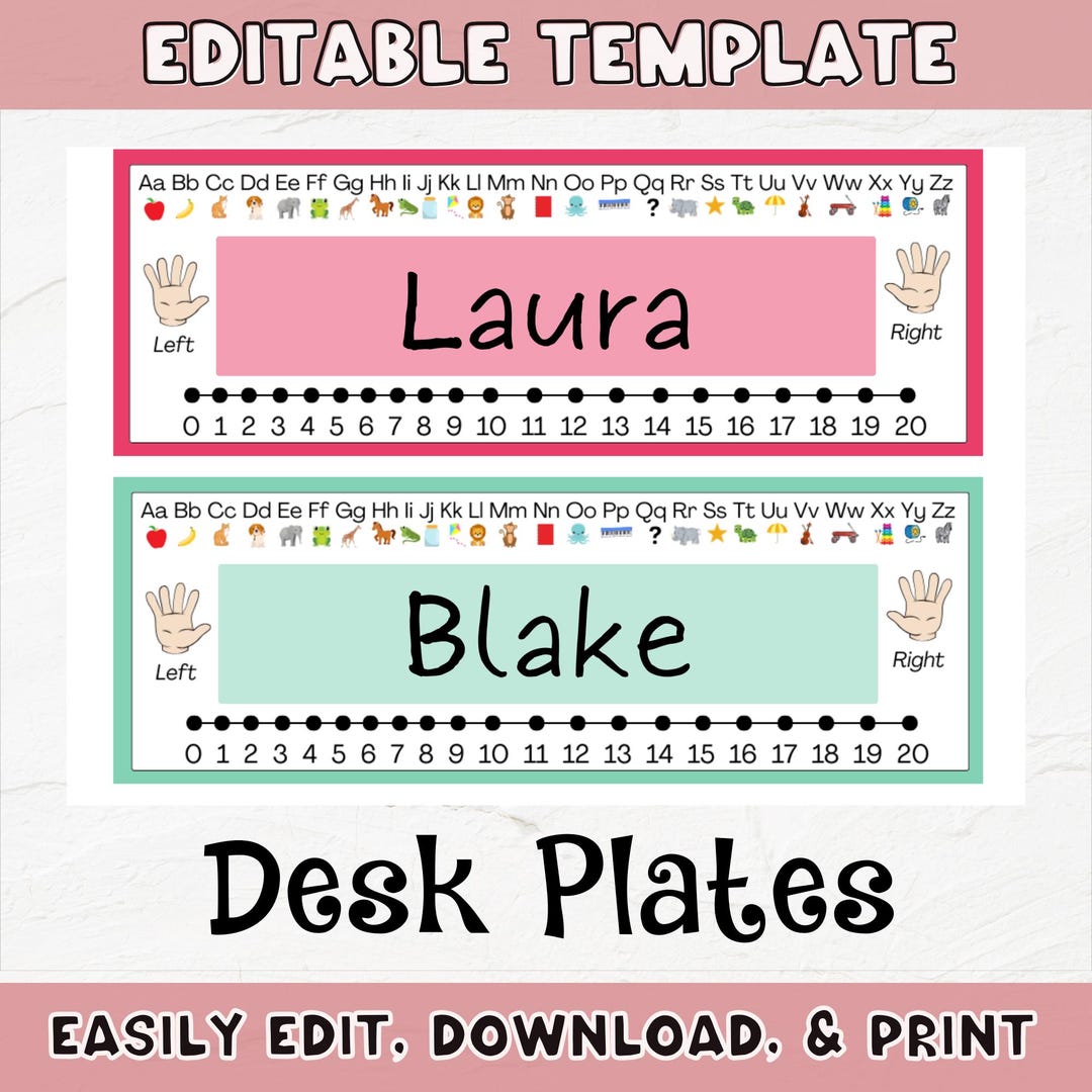 Students Desk Plates | Printable Student Name Cards | Editable Student ...