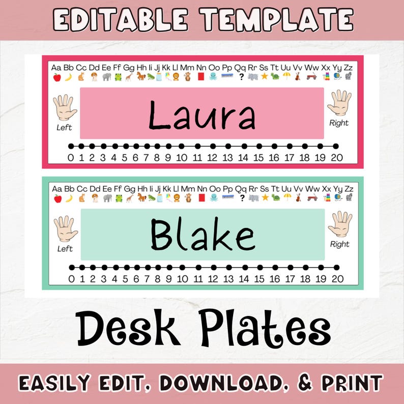 Students Desk Plates | Printable Student Name Cards | Editable Student ...