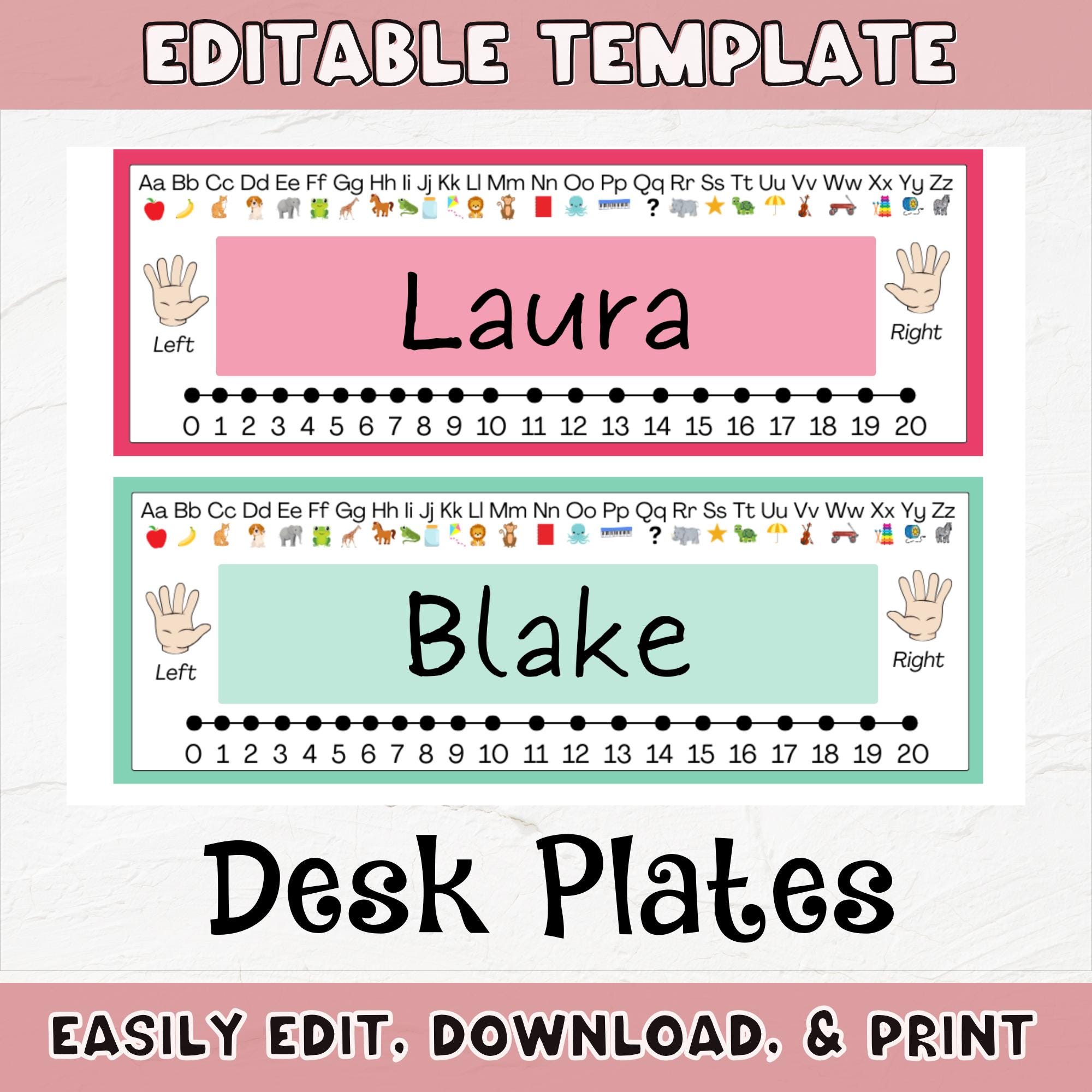 Students Desk Plates | Printable Student Name Cards | Editable Student ...