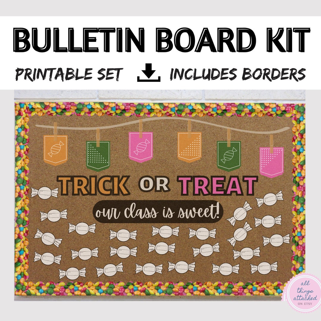 Halloween Bulletin Board Printable Trick or Treat Our Class - Etsy