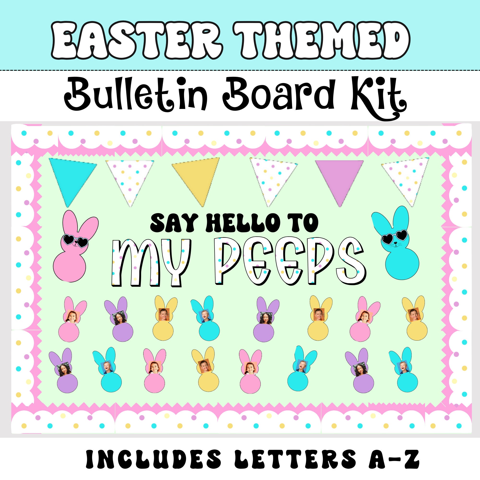 April Bulletin Board Kit Peeps Bulletin Board Easter Bulletin Board ...
