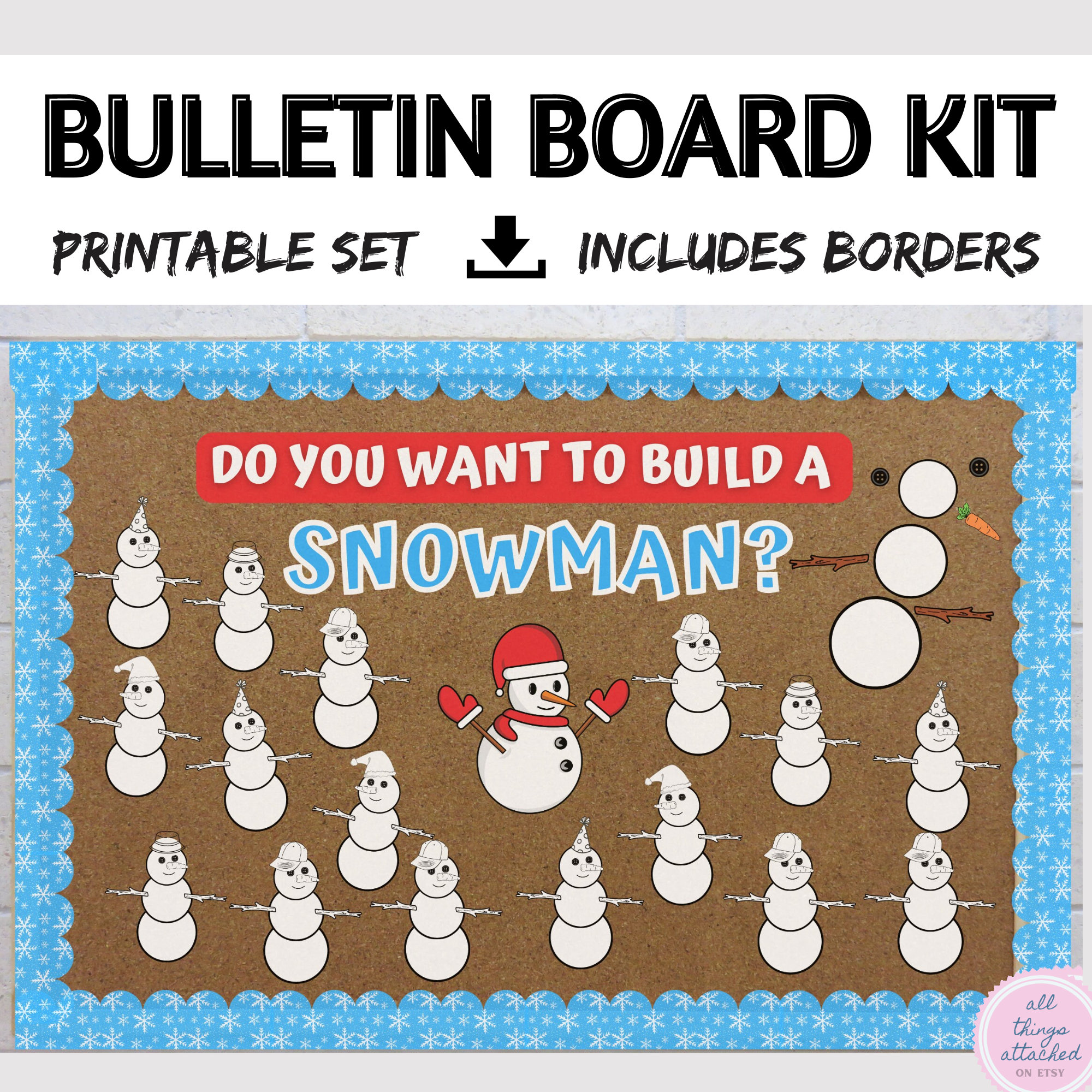 Winter Bulletin Board Kit Printable January Bulletin Board Set Build A ...