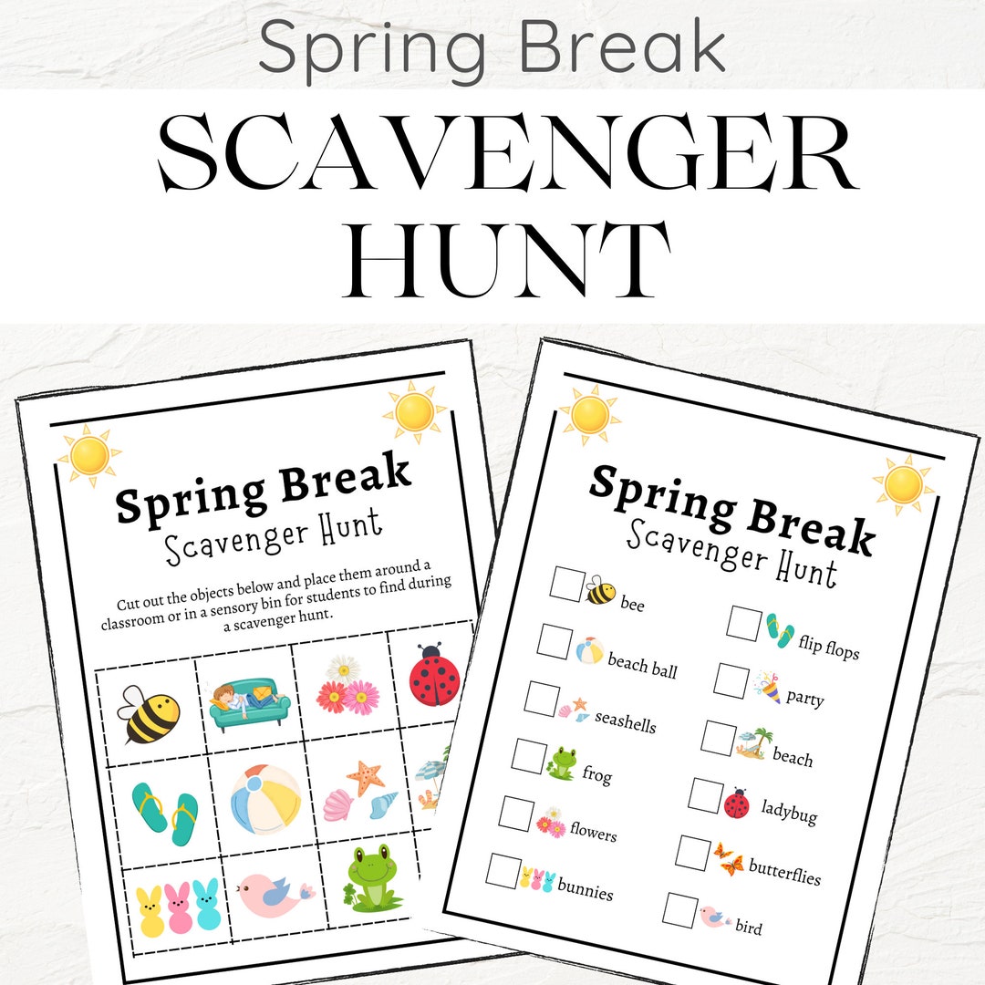 Spring Break Scavenger Hunt | Printable Scavenger Hunt | Spring Break ...