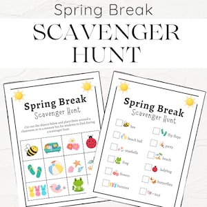 Spring Break Scavenger Hunt | Printable Scavenger Hunt | Spring Break ...