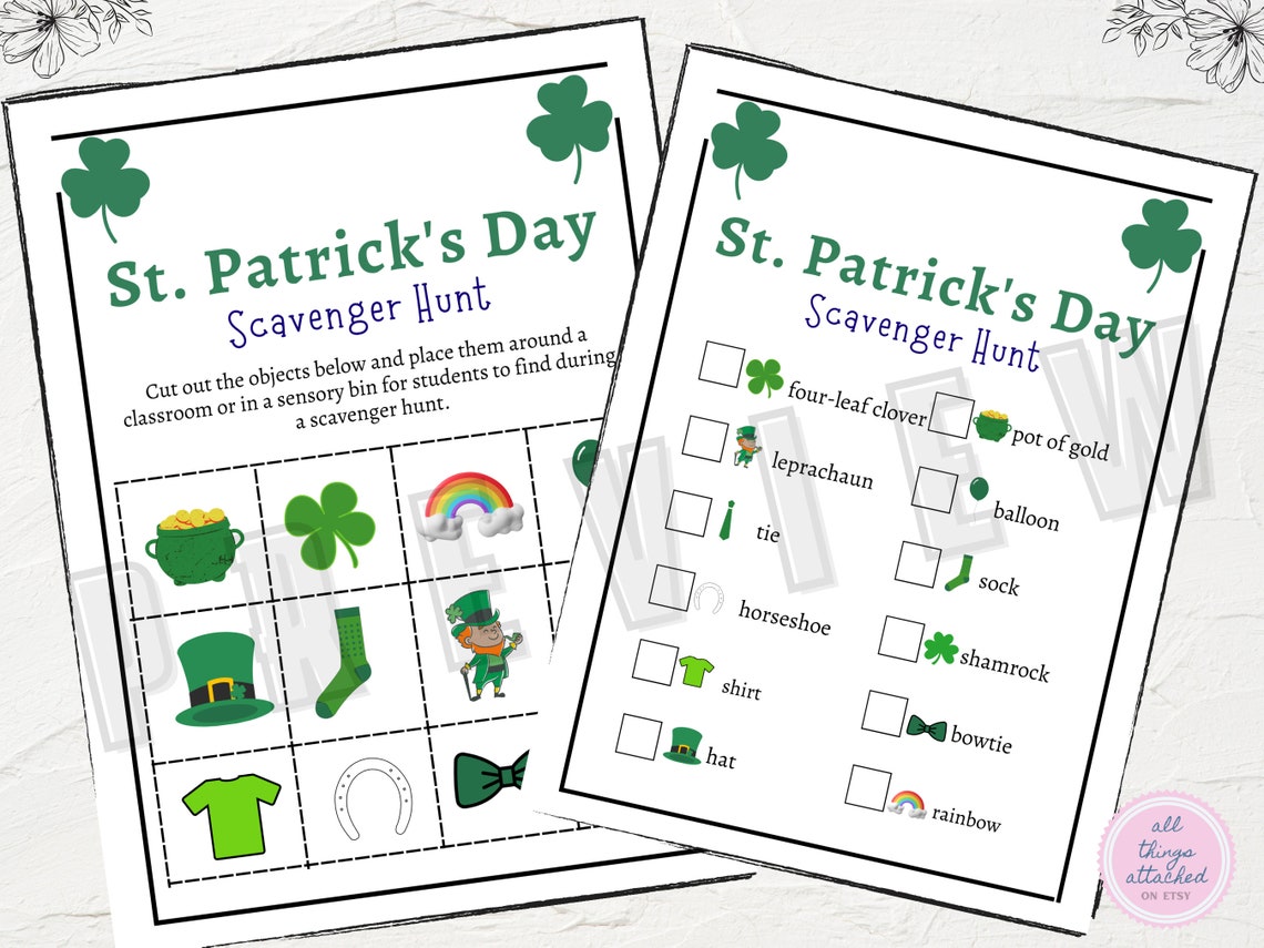 St. Patrick's Day Scavenger Hunt | Printable Saint Patrick's Day ...