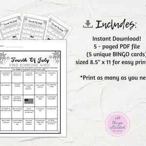 4th of July Games | Printable Fourth of July Bingo | Party Game ...