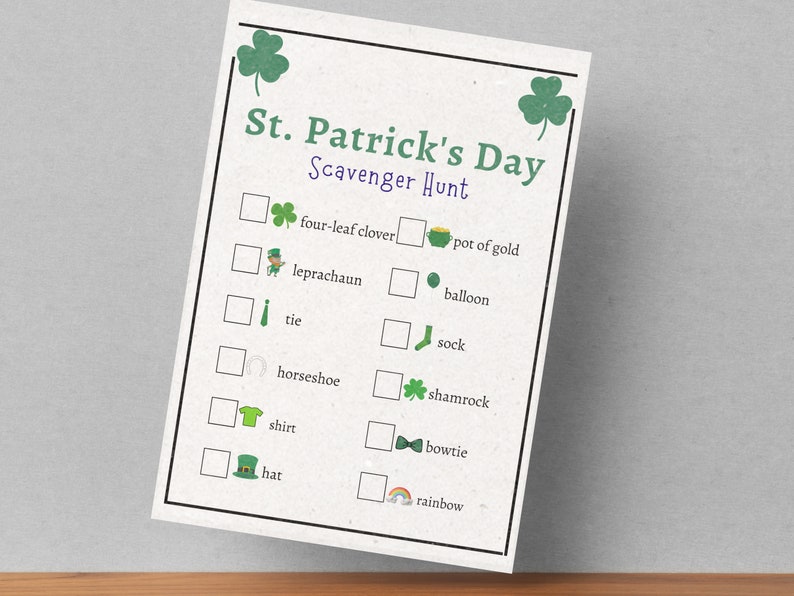 St. Patrick's Day Scavenger Hunt | Printable Saint Patrick's Day ...