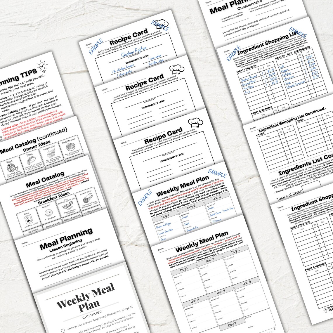 Printable Life Skills Lesson | Kids Meal Planning Activity | NO PREP ...