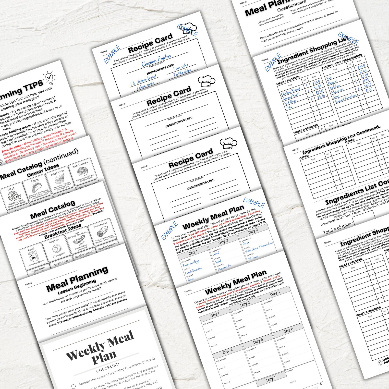 Printable Life Skills Lesson | Kids Meal Planning Activity | NO PREP ...