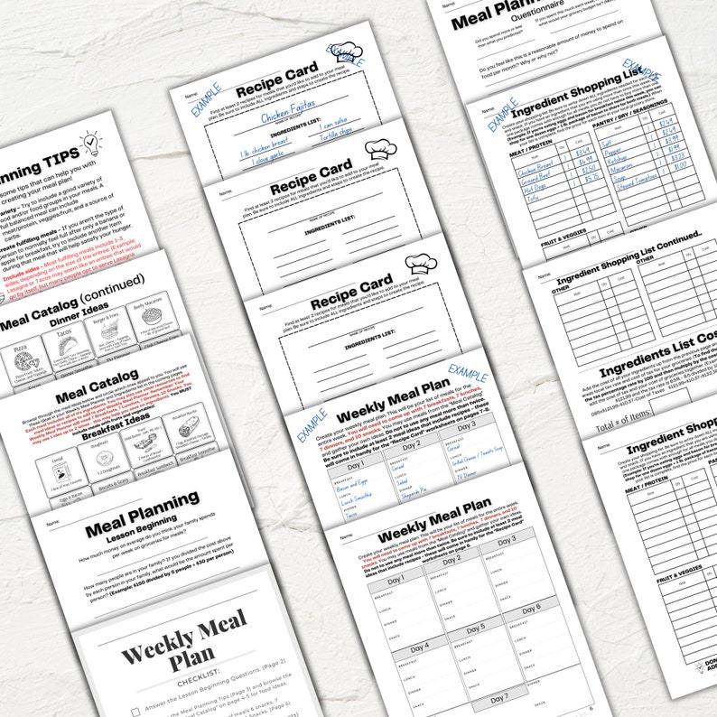 Printable Life Skills Lesson | Kids Meal Planning Activity | NO PREP ...