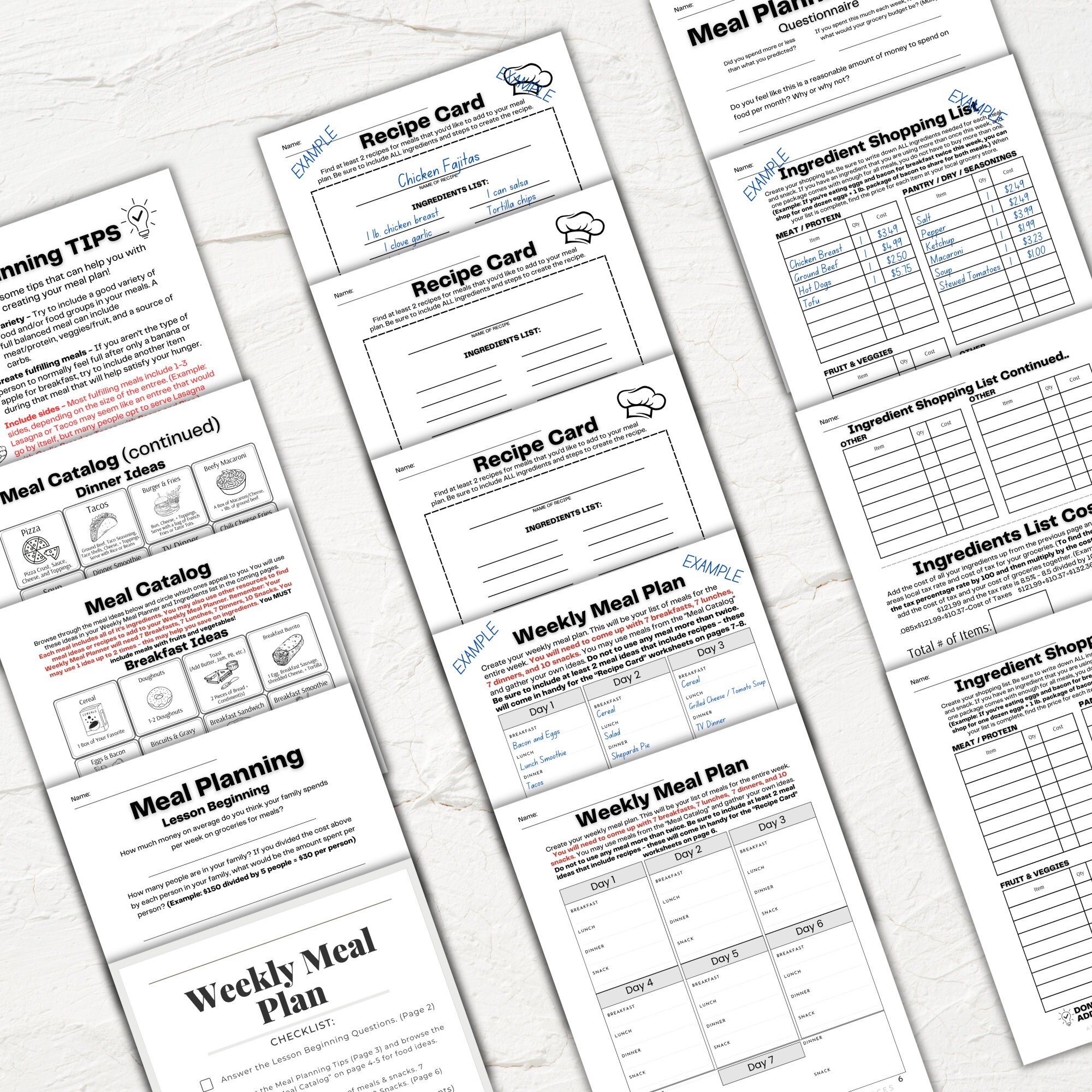 Printable Life Skills Lesson | Kids Meal Planning Activity | NO PREP ...
