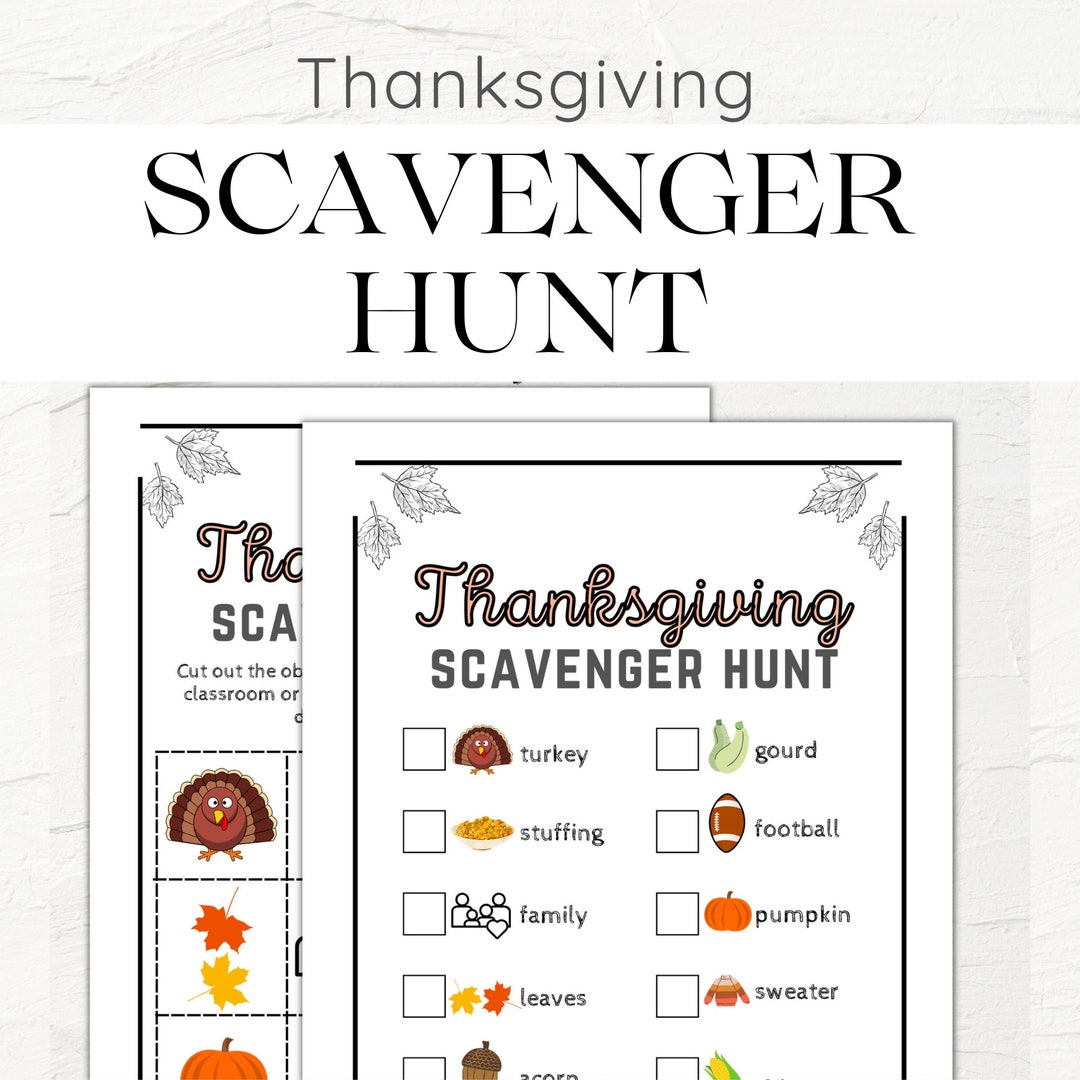 Thanksgiving Scavenger Hunt | Printable Thanksgiving Games | Kids ...