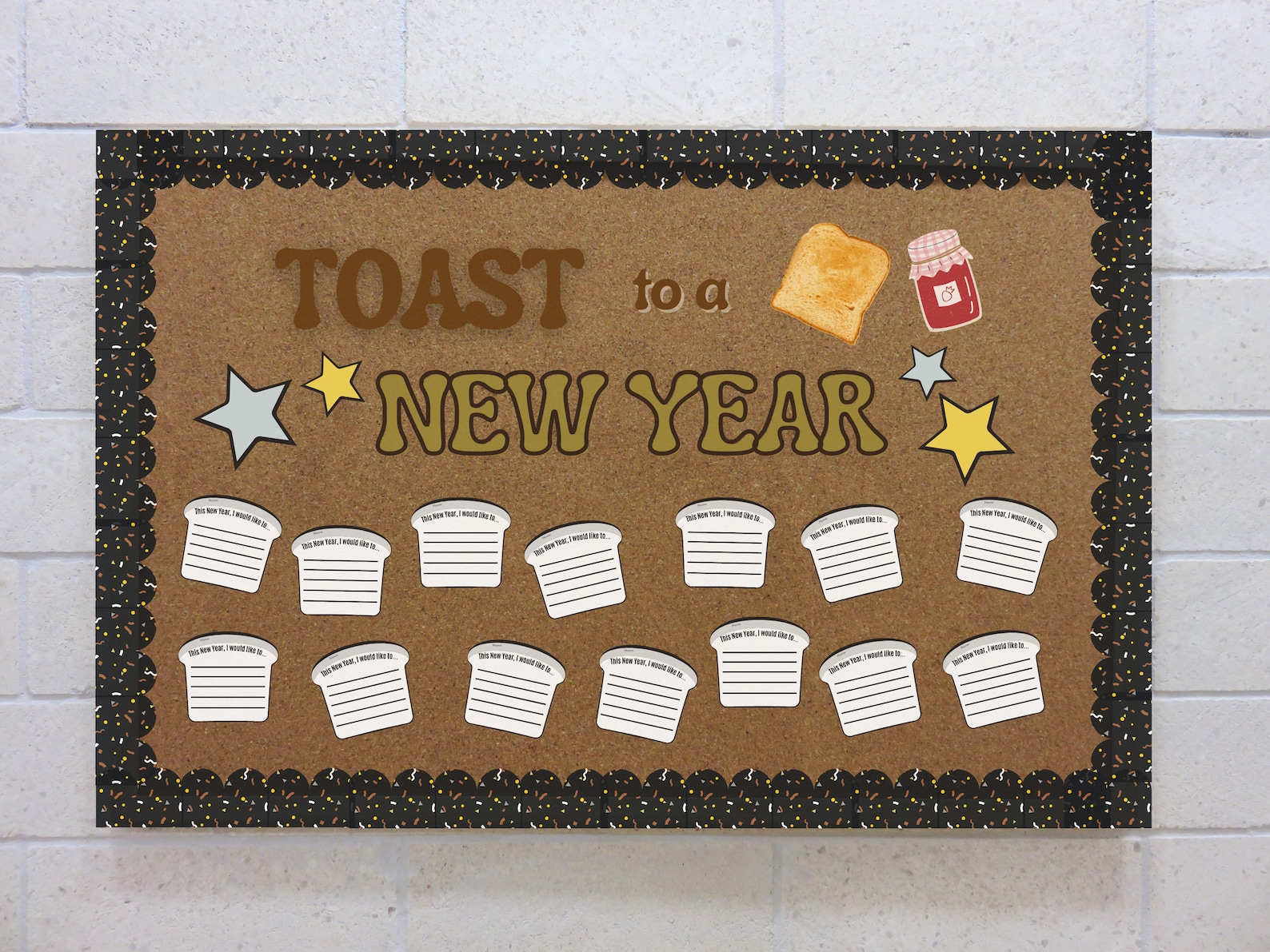 New Year Bulletin Board Idea | Printable Bulletin Board Kit | Toast to ...