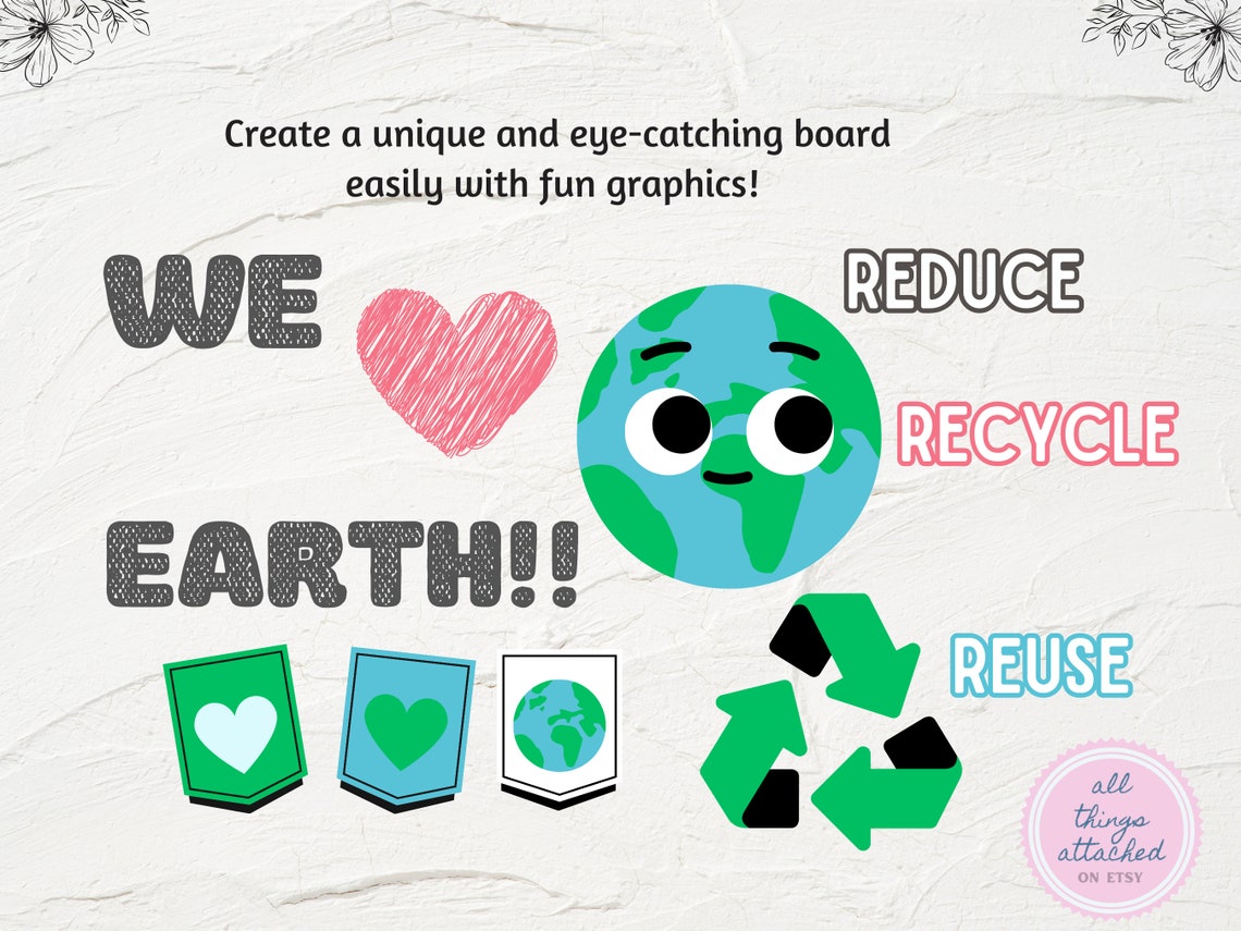 Earth Day Bulletin Board Kit Printable Motivational Recycling Bulletin ...