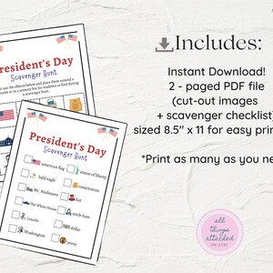 President's Day Scavenger Hunt | Printable President's Day Activity for ...