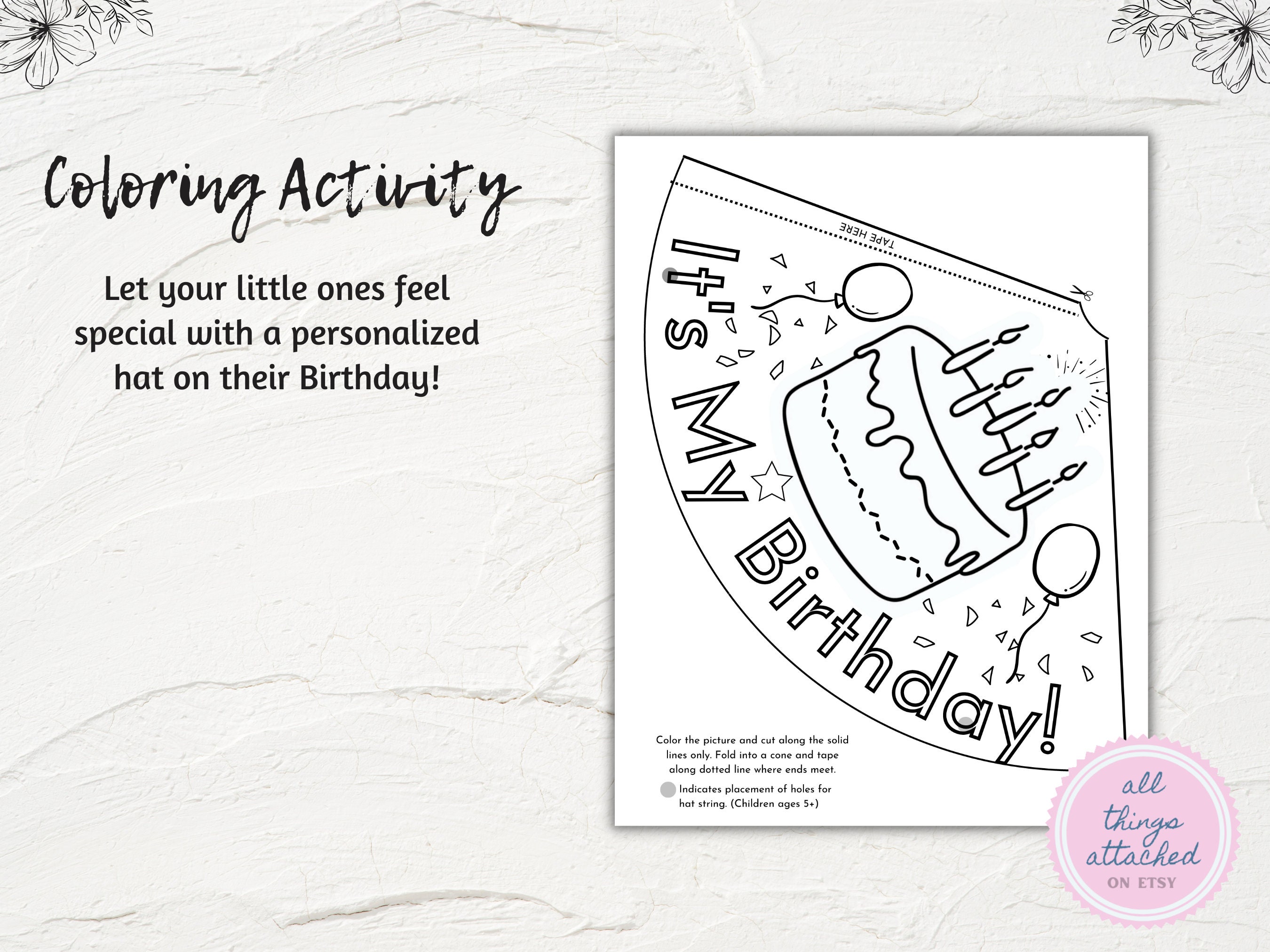 Kid's Birthday Hat | Printable It's My Birthday Hat | Children's Craft ...