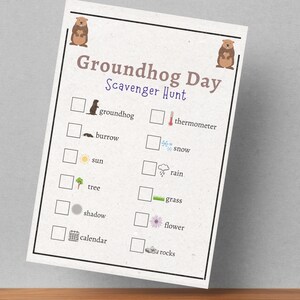 Groundhog Day Scavenger Hunt | Printable Groundhog Day Activity for ...