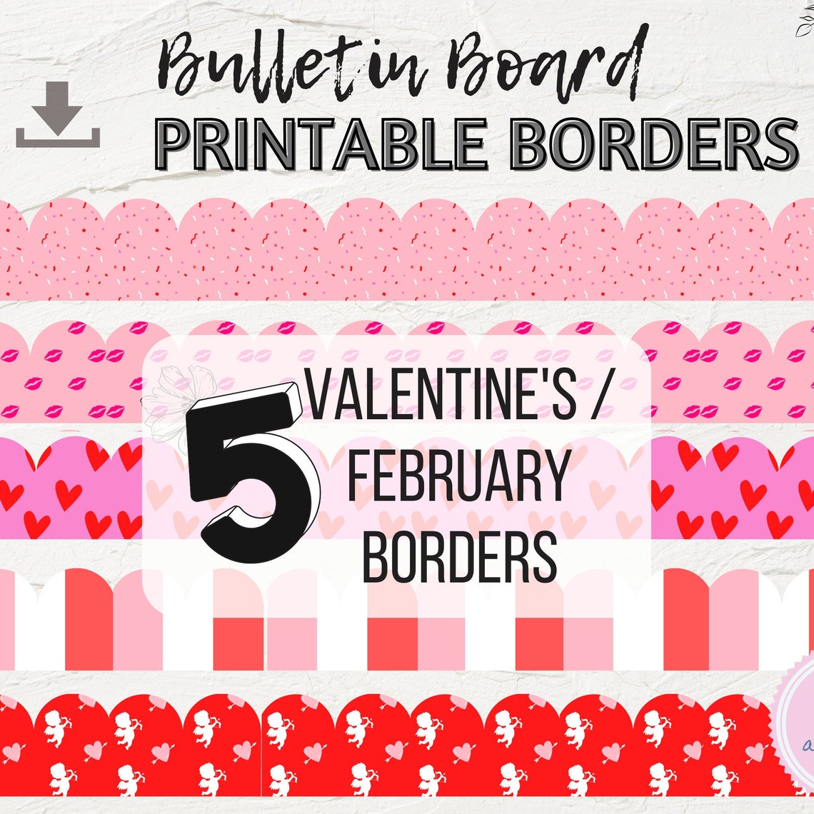 Valentine's Day Printable Borders | February Bulletin Board Borders ...
