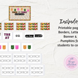 Halloween Bulletin Board | Printable Trick or Treat Our Class is Sweet ...