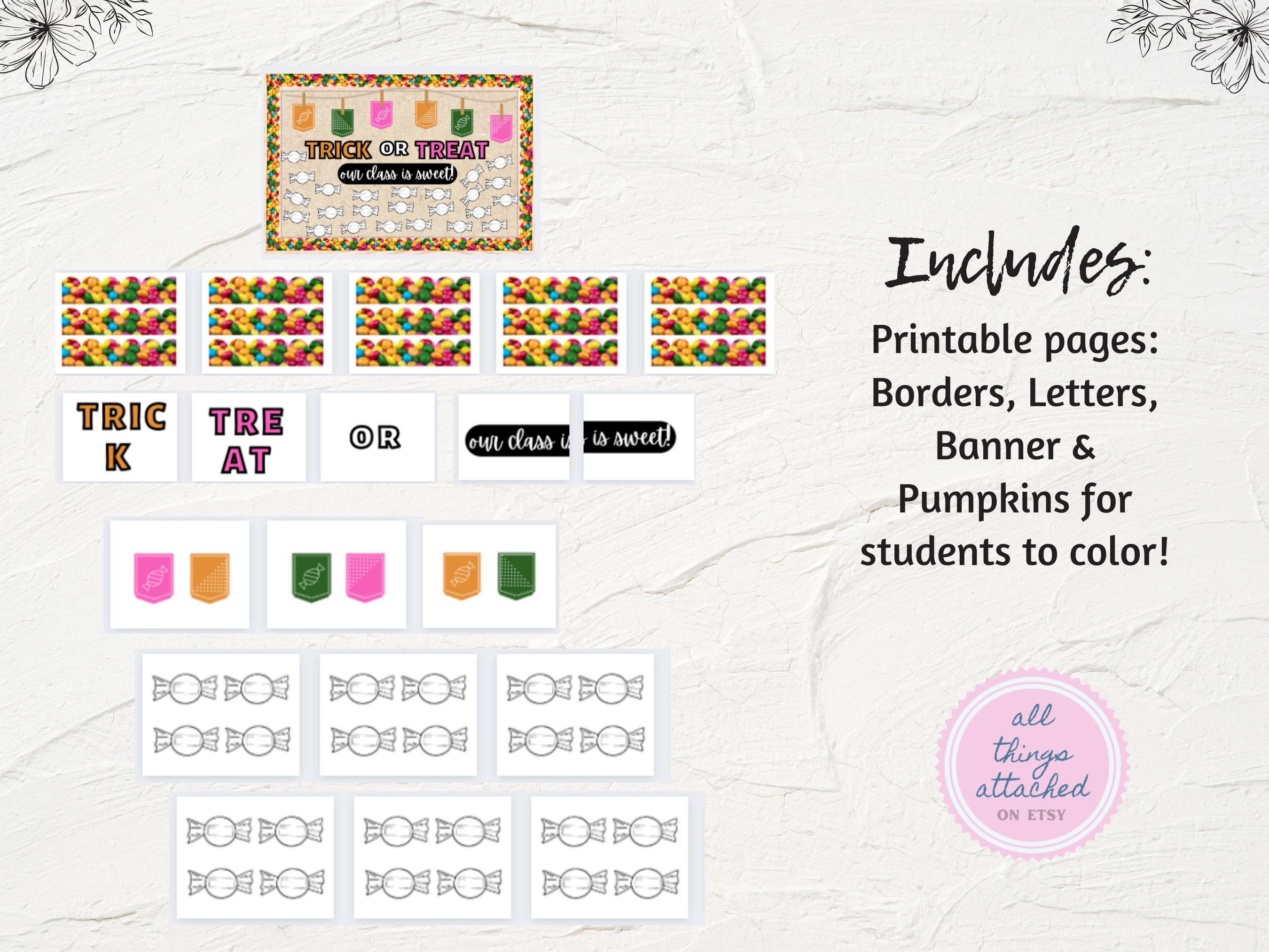 Halloween Bulletin Board | Printable Trick or Treat Our Class is Sweet ...