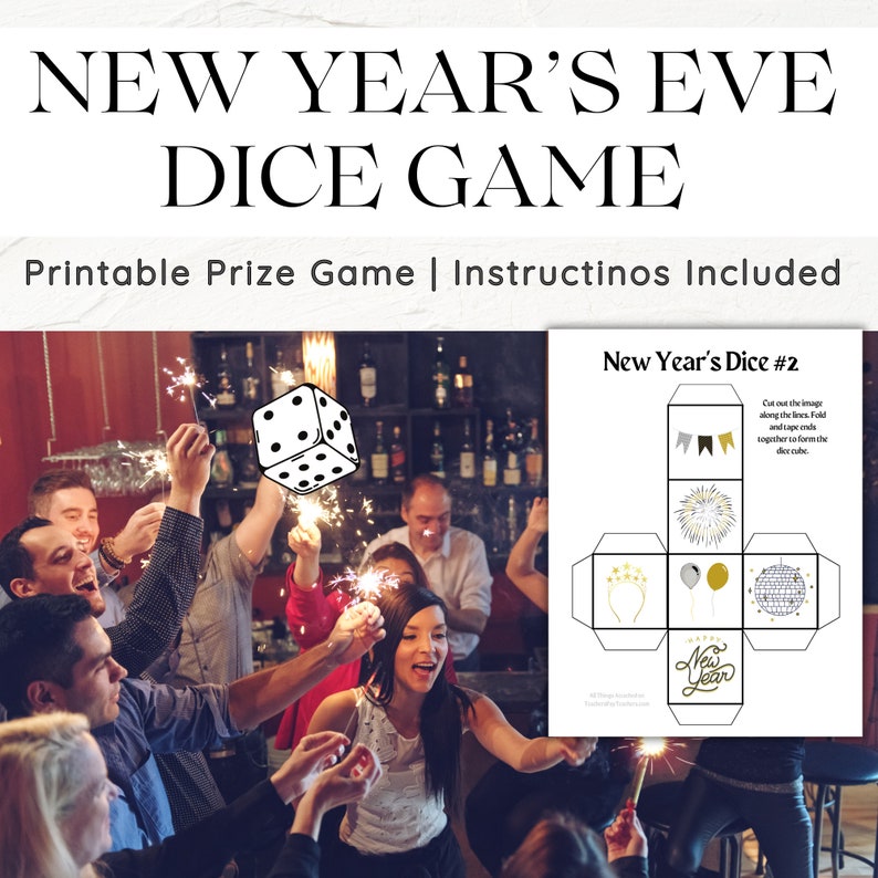 New Year's Game | Printable Candy Dice Game | Prize Game for Kids and ...