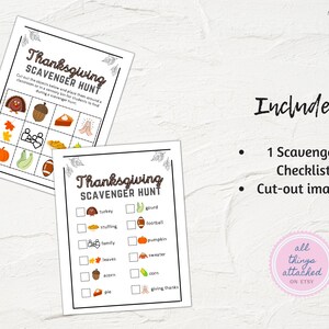 Thanksgiving Scavenger Hunt | Printable Thanksgiving Games | Kids ...
