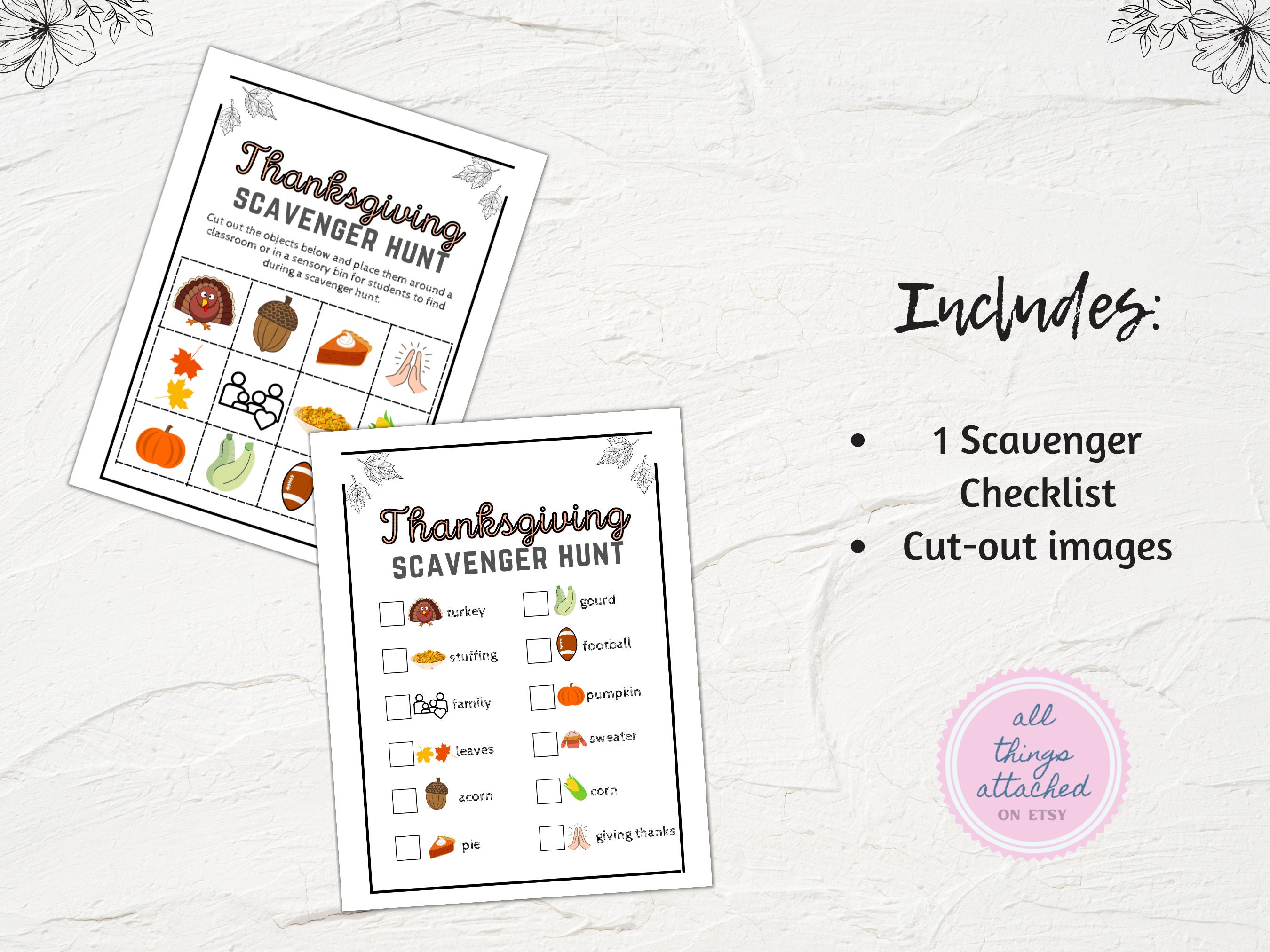 Thanksgiving Scavenger Hunt | Printable Thanksgiving Games | Kids ...