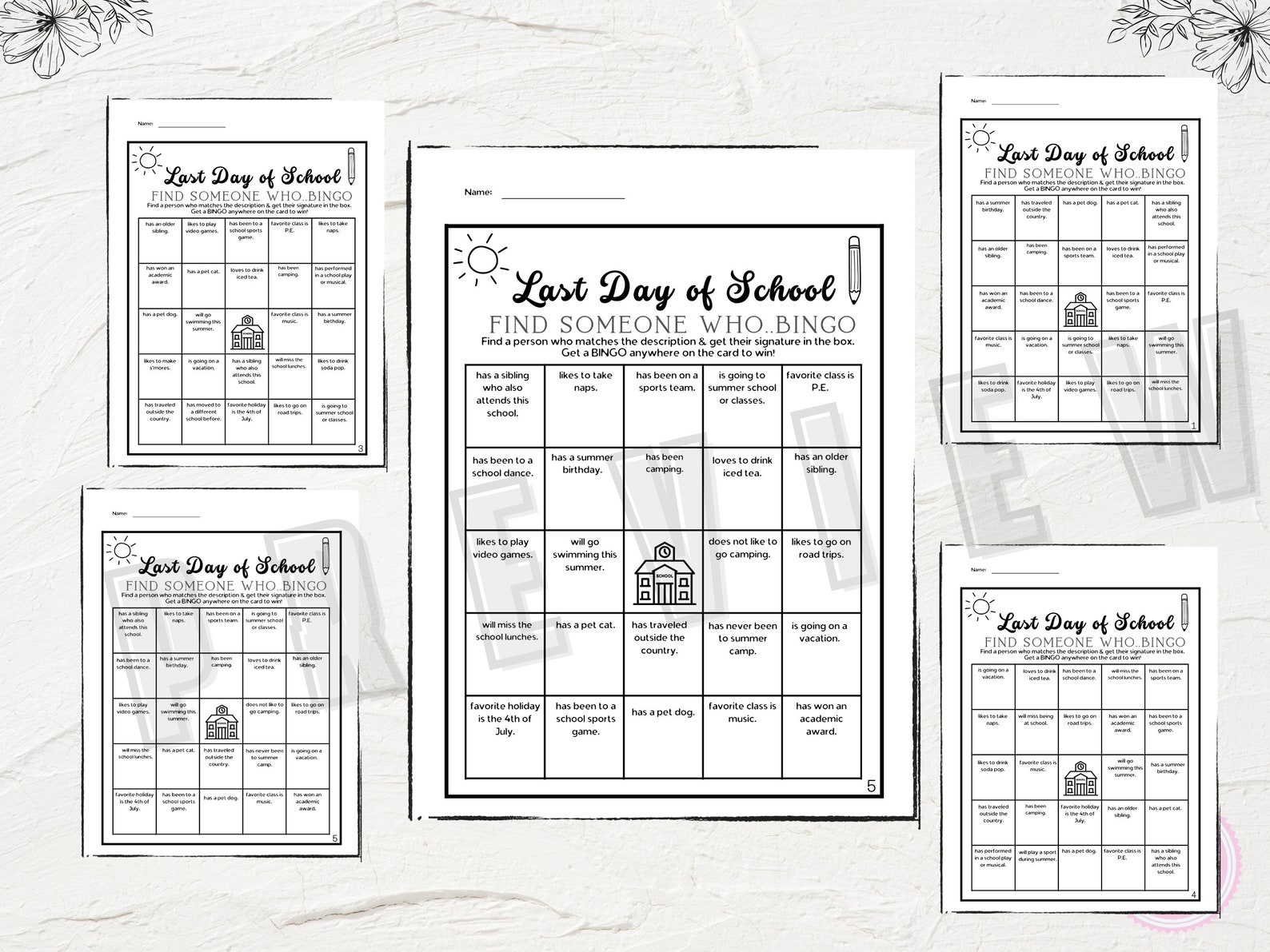 Last Day of School Games | End of the Year BINGO | Find Someone Who ...