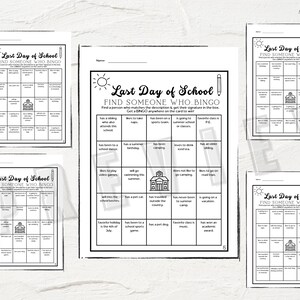 Last Day of School Games | End of the Year BINGO | Find Someone Who ...