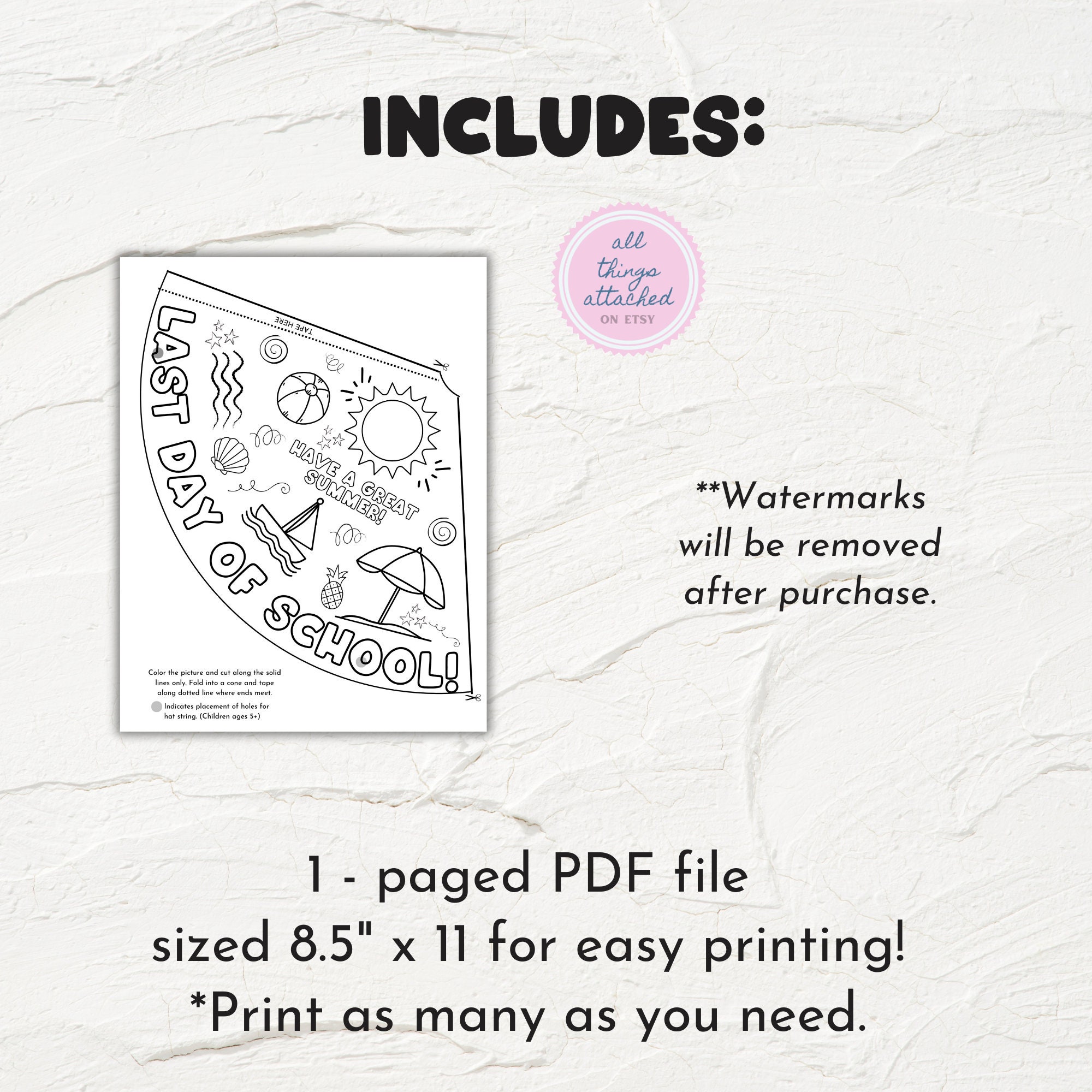 Printable Last Day of School Activity | Last Day of School Hat Craft ...