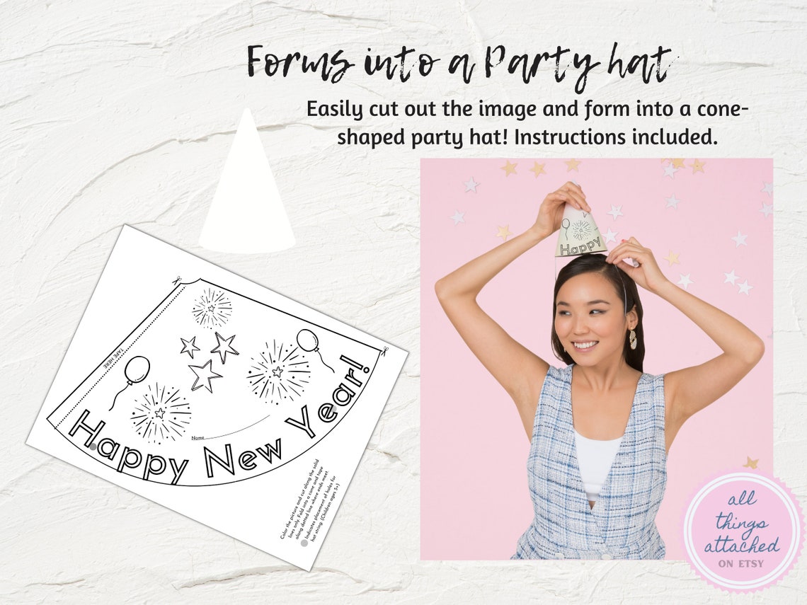 New Year's Eve Printable Hat | Kids New Years Party Hat | Children's ...
