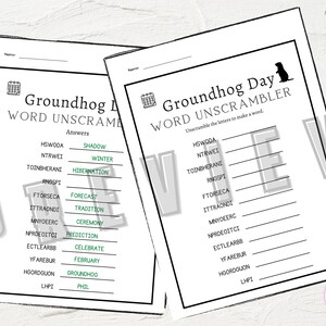 Groundhog Day Unscramble the Word Groundhog Day Activity Printable Word ...
