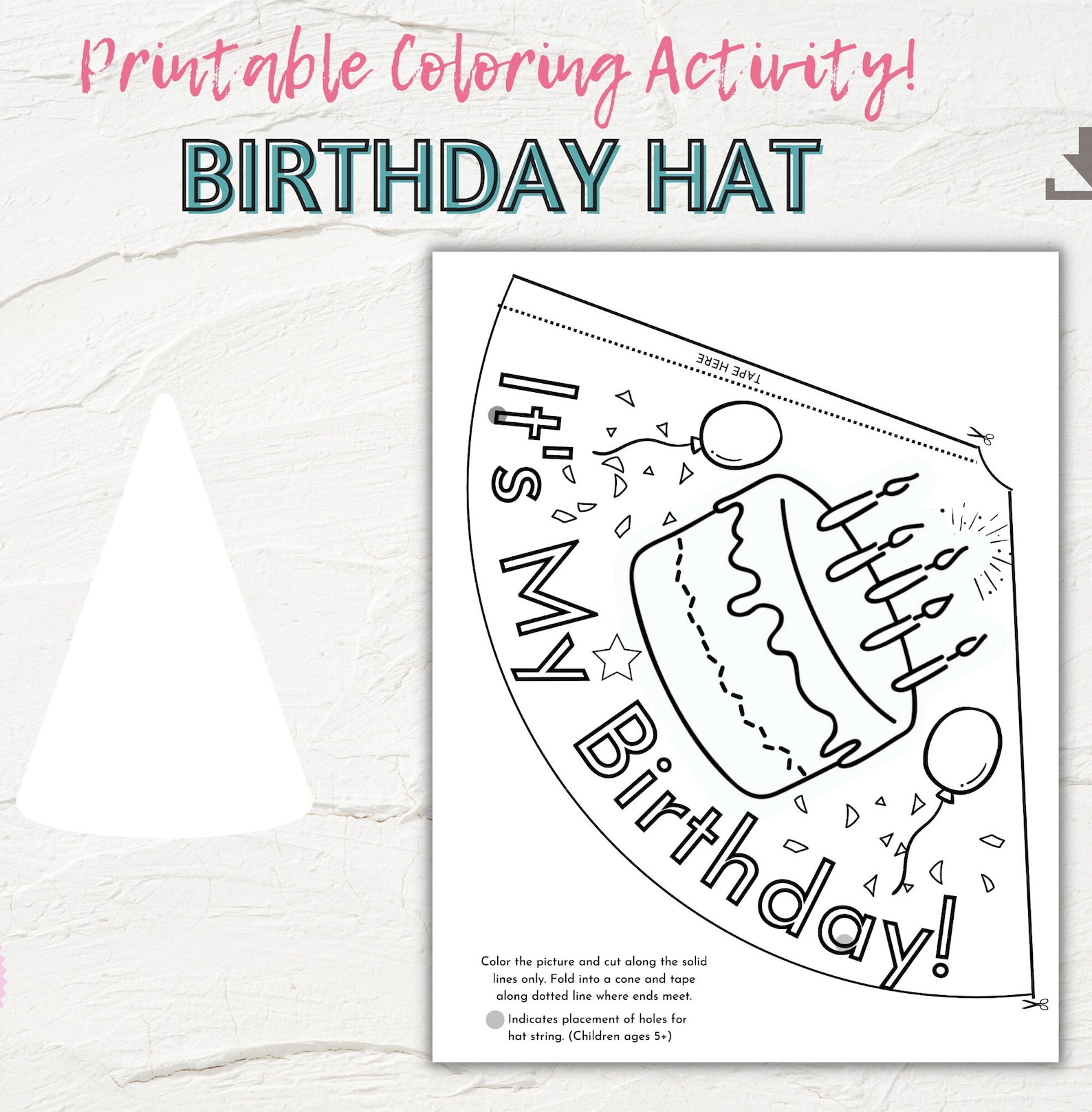 Kid's Birthday Hat | Printable It's My Birthday Hat | Children's Craft ...