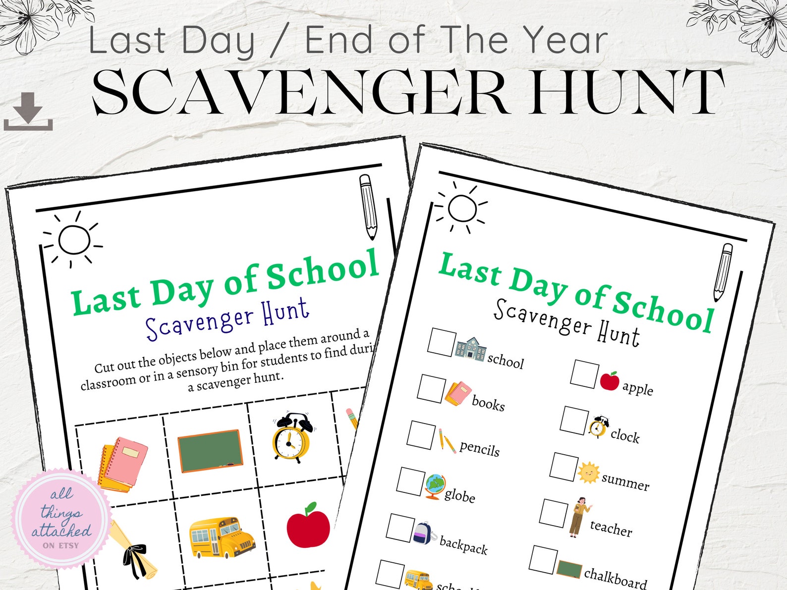 Last Day of School Activity | Printable Scavenger Hunt |end of the Year ...