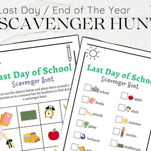 Last Day of School Activity | Printable Scavenger Hunt |end of the Year ...