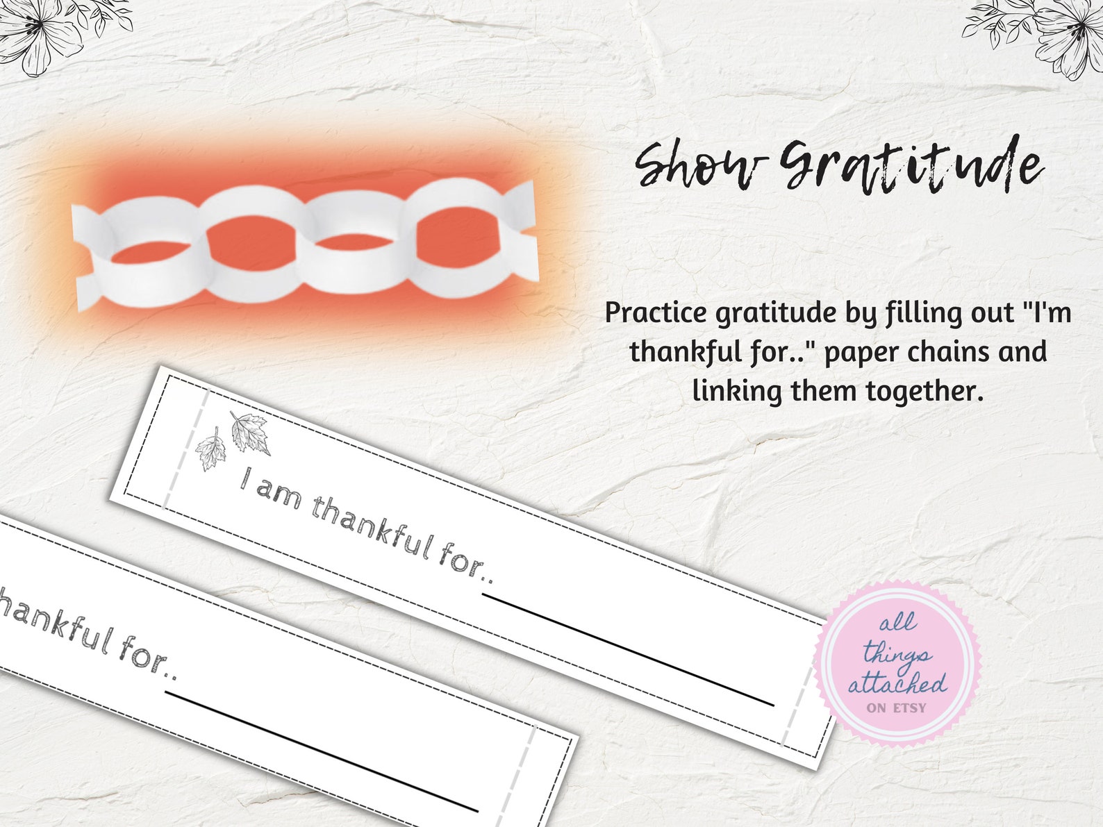 Thanksgiving Gratitude | Printable Paper Chain | I'm Thankful for | 30 ...