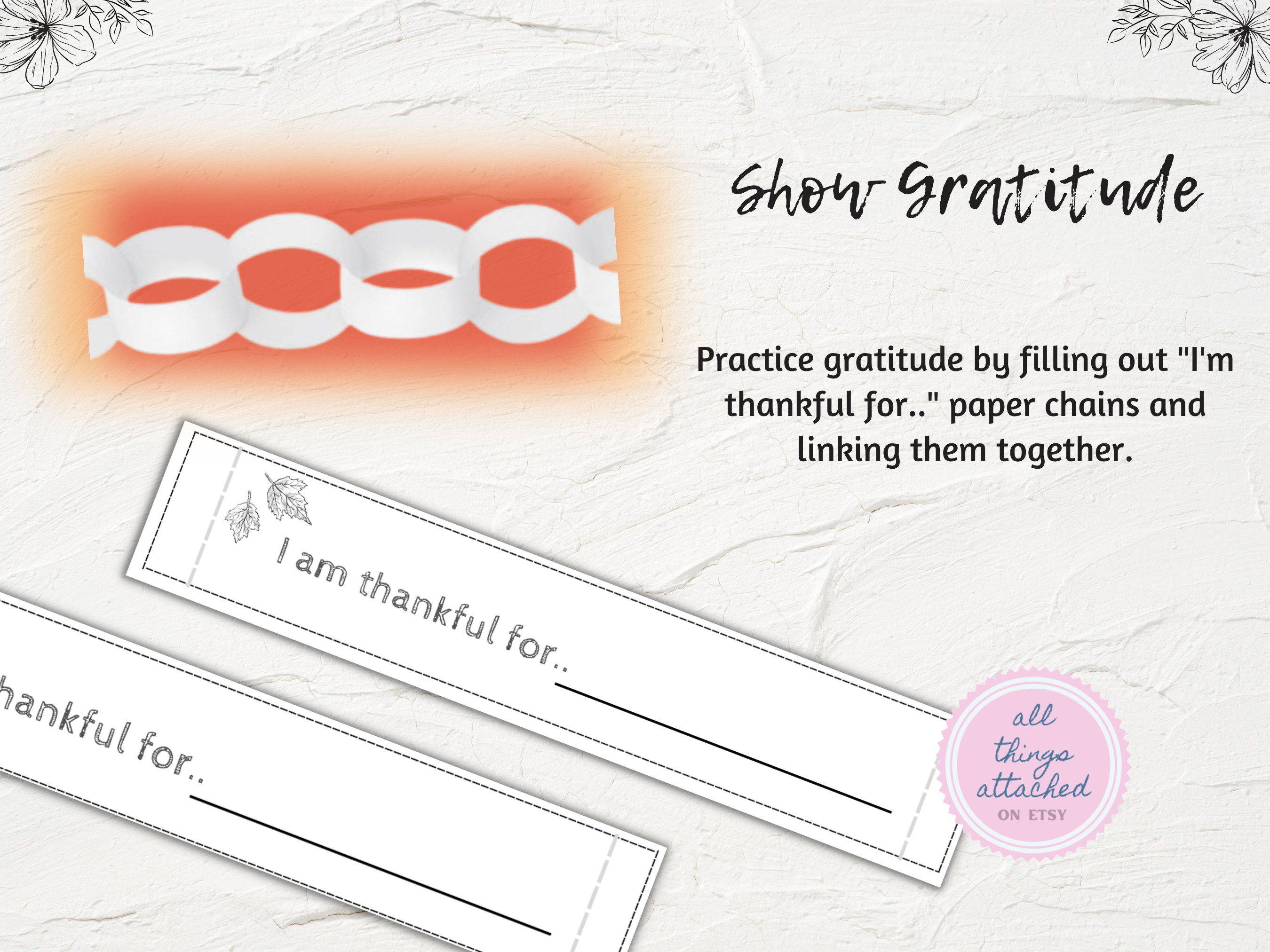 Thanksgiving Gratitude | Printable Paper Chain | I'm Thankful for | 30 ...