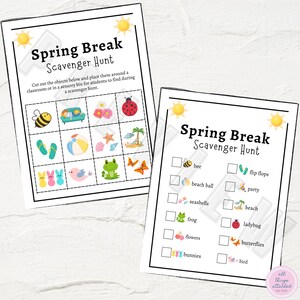 Spring Break Scavenger Hunt | Printable Scavenger Hunt | Spring Break ...