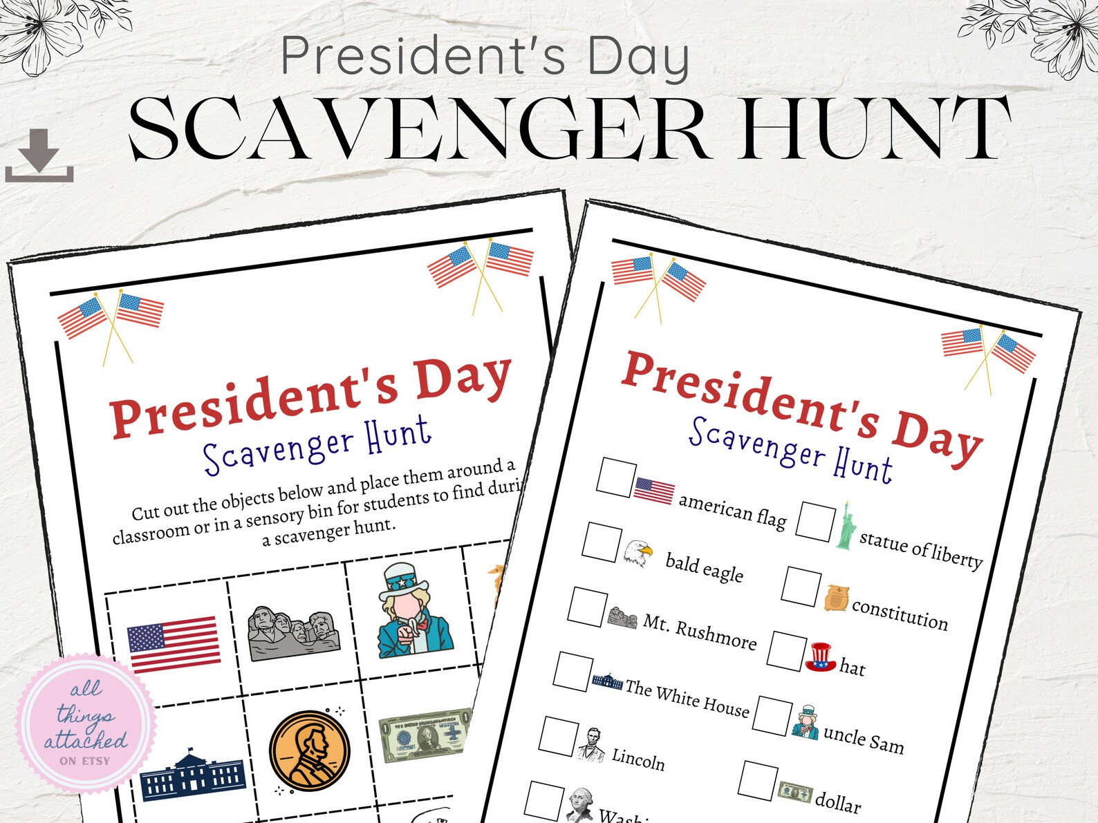 President's Day Scavenger Hunt | Printable President's Day Activity for ...