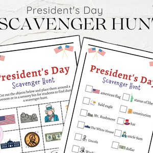 President's Day Scavenger Hunt | Printable President's Day Activity for ...