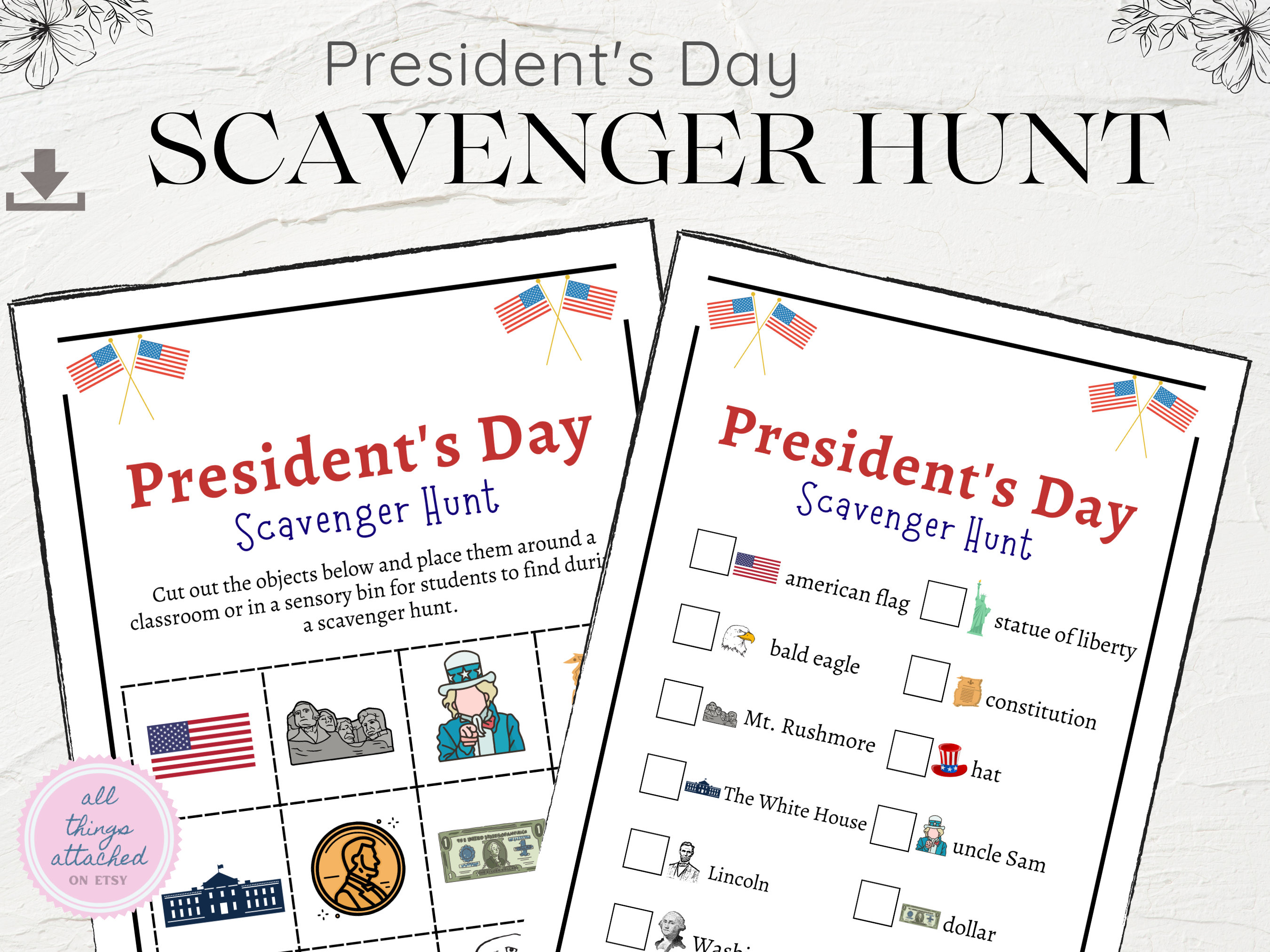 President's Day Scavenger Hunt | Printable President's Day Activity for ...