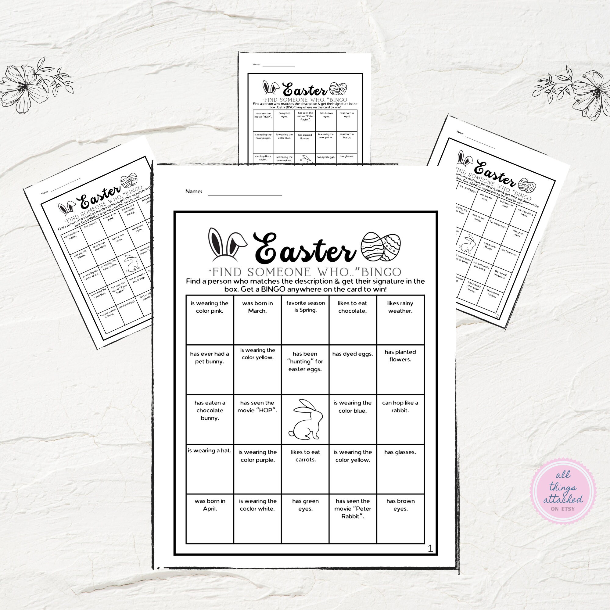 Easter Game Printable Easter Bingo Find the Guest Who Printable Find ...